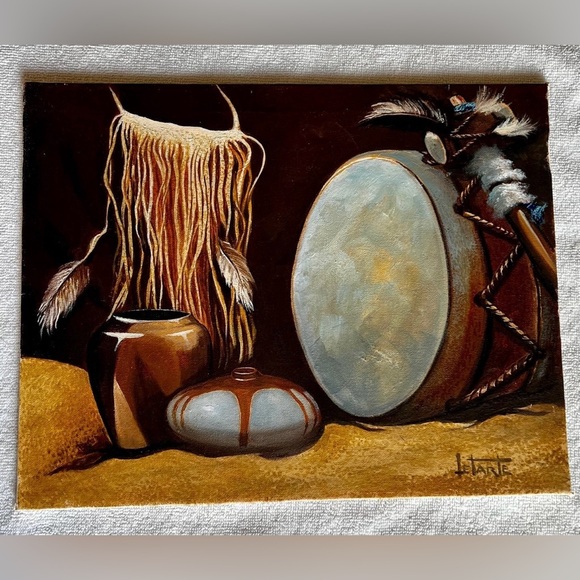 Art | Native American Oil Painting Original On Canvas Signed By Artist ...